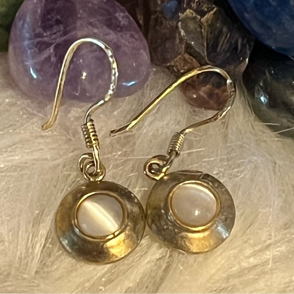 FAS | Jewelry | Gold Over Sterling White Cats Eye Moonstone Earrings ...